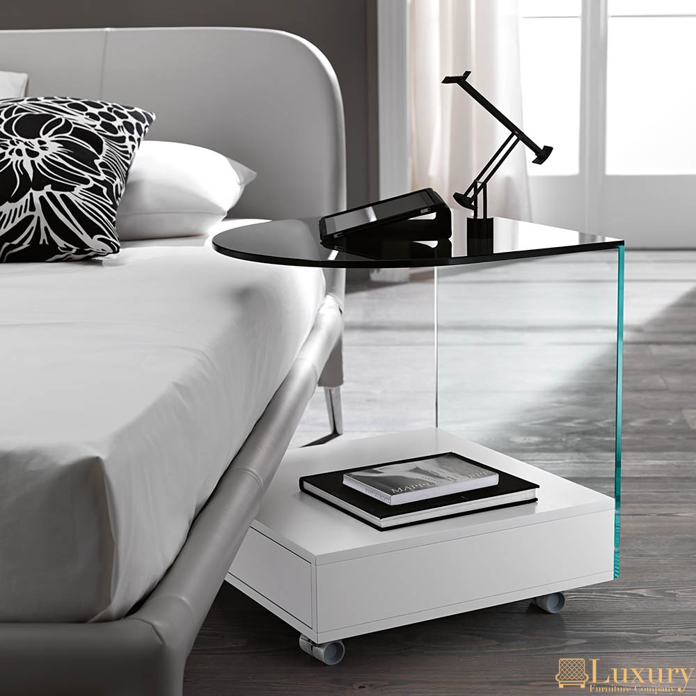 Roland Designer Glass Nightstand - Luxury Furniture Company